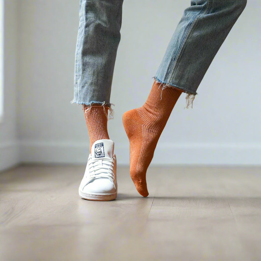 KLUE Glitter Lurex socks in eco-friendly Lyocell | Terracotta